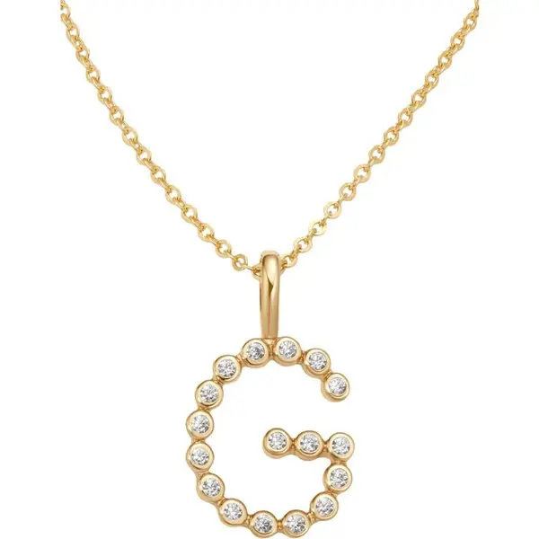 MADE BY MARY Cz Poppy Initial Pendant Necklace - Gold Vermeil Initial G