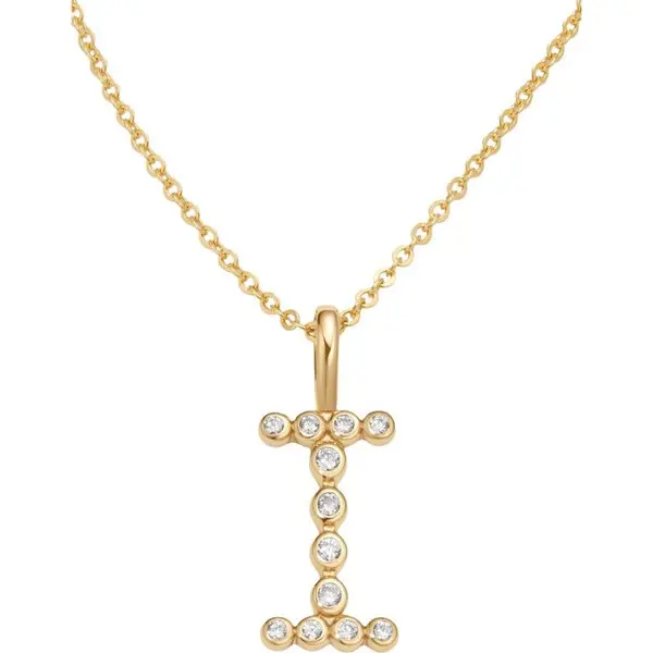 MADE BY MARY Cz Poppy Initial Pendant Necklace - Gold Vermeil Initial I
