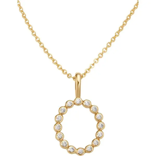 MADE BY MARY Cz Poppy Initial Pendant Necklace - Gold Vermeil Initial O