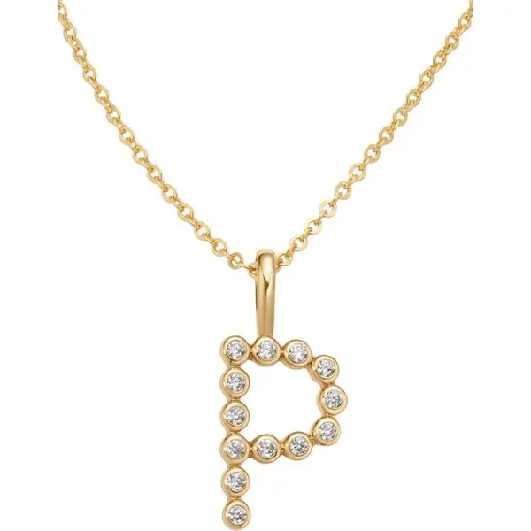 MADE BY MARY Cz Poppy Initial Pendant Necklace - Gold Vermeil Initial P