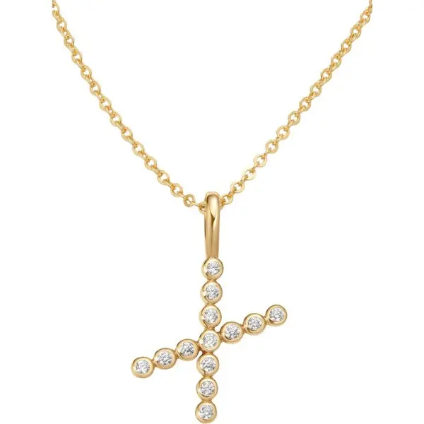 MADE BY MARY Cz Poppy Initial Pendant Necklace - Gold Vermeil Initial X