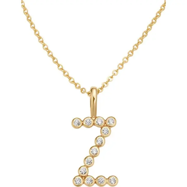 MADE BY MARY Cz Poppy Initial Pendant Necklace - Gold Vermeil Initial Z