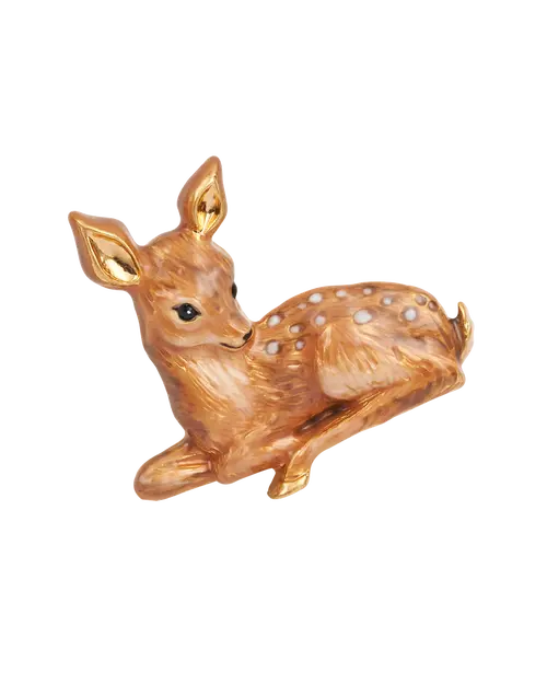 FABLE ENGLAND Resting Fawn Enamel Brooch
