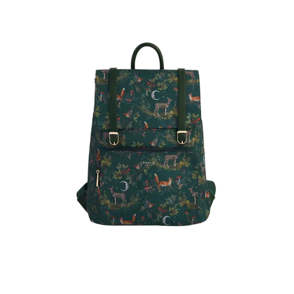 FABLE ENGLAND Printed Buckle Backpack - Woodland Green