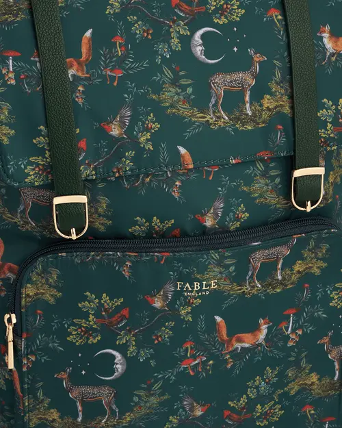 FABLE ENGLAND Printed Buckle Backpack - Woodland Green