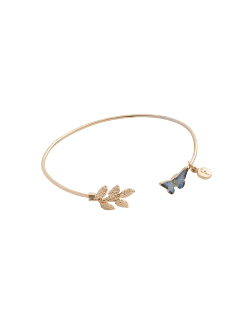 FABLE ENGLAND Enamel Butterfly Bangle - Multi & Gold