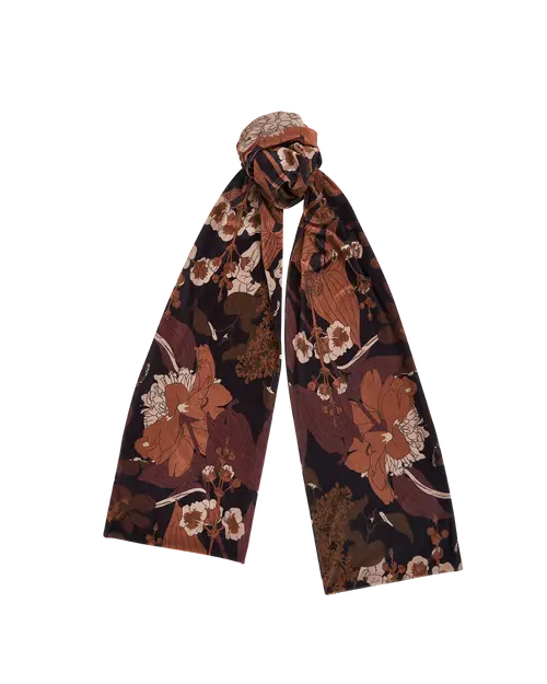 FABLE ENGLAND Deco Blooms Velvet Scarf - Black