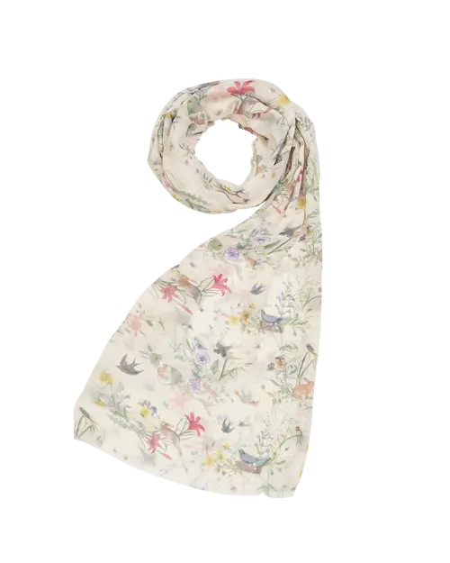 FABLE ENGLAND Bunny Toile Lightweight Scarf - Cream