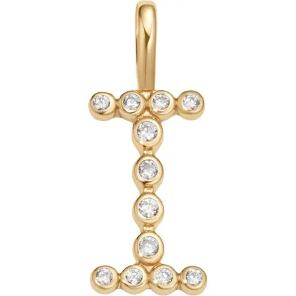 MADE BY MARY Cz Poppy Charm - Gold Vermeil Initial I