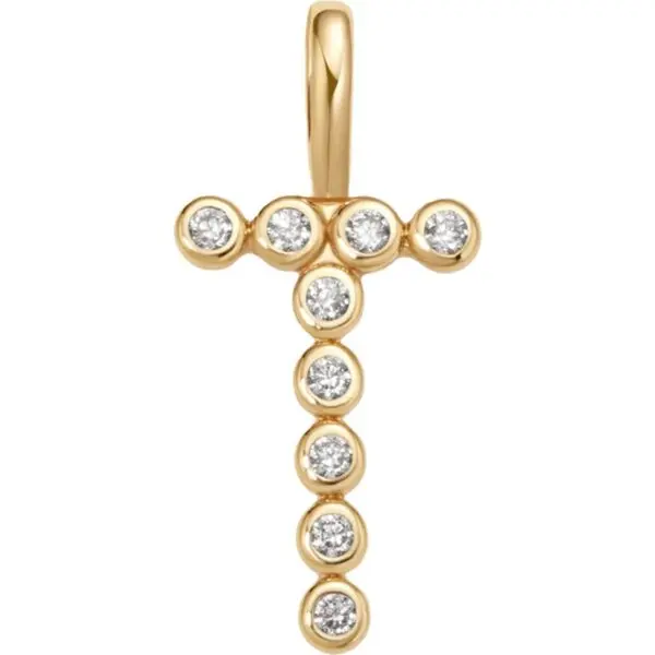 MADE BY MARY Cz Poppy Charm - Gold Vermeil Initial T