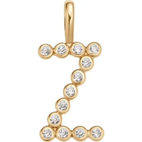 MADE BY MARY Cz Poppy Charm - Gold Vermeil Initial Z