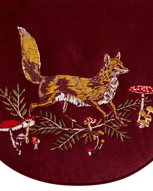 FABLE ENGLAND Fox & Mushroom Embroidered Saddle Bag - Red