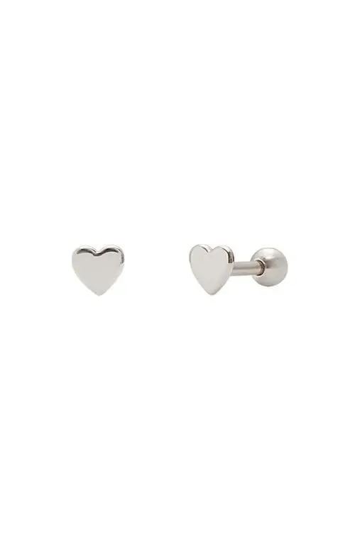 MADE BY MARY Heart Stud Earrings - Silver