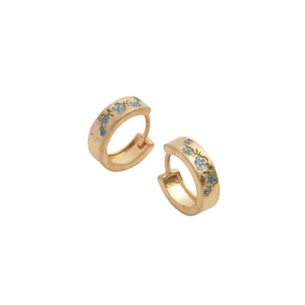 FABLE ENGLAND Forget-me-not Mini Hoop Earrings - Blue & Gold