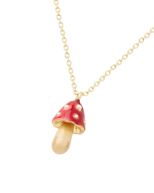 FABLE ENGLAND Enamel Mushroom Pendant Necklace - Multi & Gold