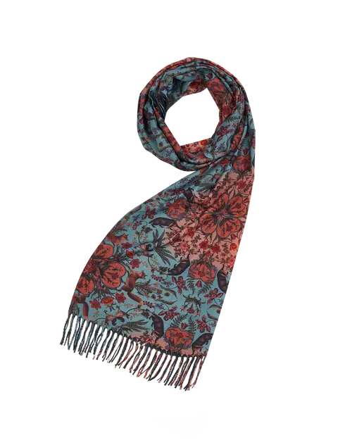 FABLE ENGLAND Folksy Fox Scarf With Tassels - Teal