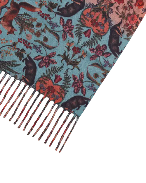 FABLE ENGLAND Folksy Fox Scarf With Tassels