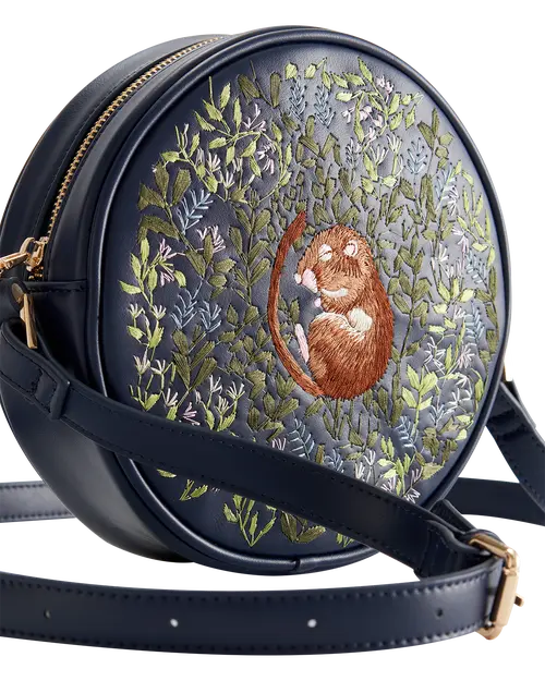 FABLE ENGLAND Chloe Circle Bag Embroidered Dormouse - Navy