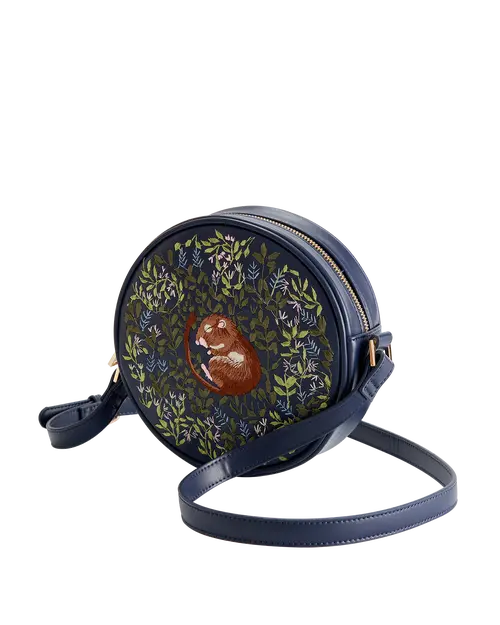 FABLE ENGLAND Chloe Circle Bag Embroidered Dormouse - Navy