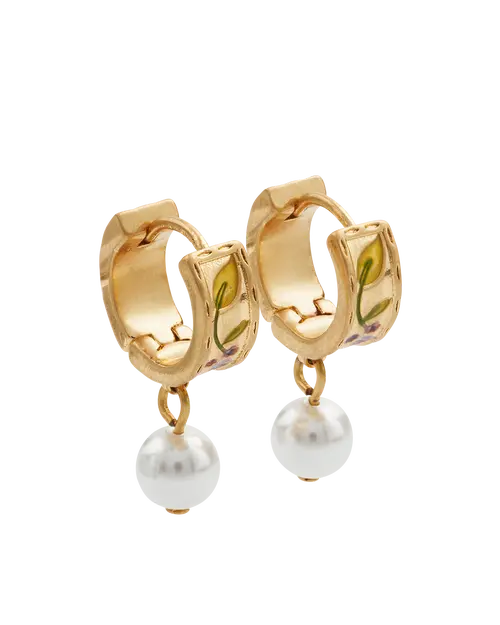 FABLE ENGLAND Blackberry Bramble Pearl Drop Huggie Earrings