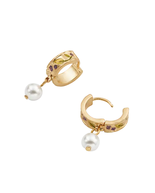 FABLE ENGLAND Blackberry Bramble Pearl Drop Huggie Earrings