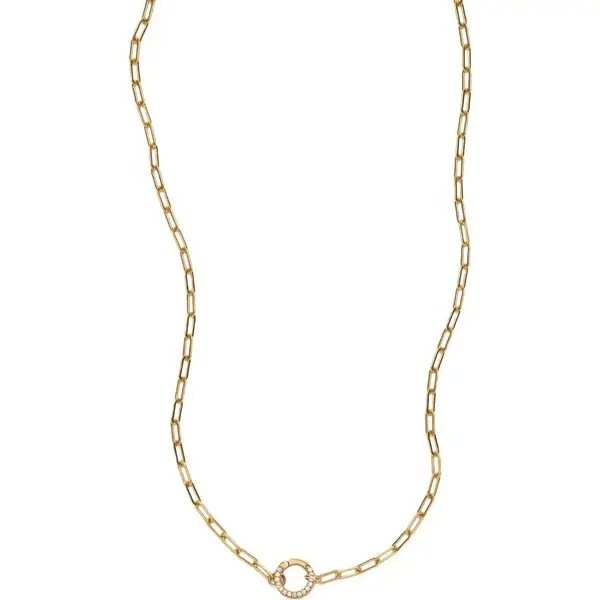 MADE BY MARY Jude Charm Necklace With Cz Link Lock - Gold Filled