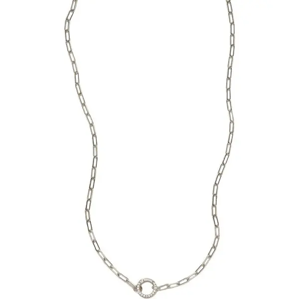 MADE BY MARY Jude Charm Necklace With Cz Link Lock - Silver
