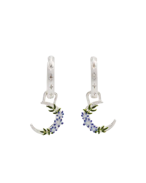 FABLE ENGLAND Nightshade Moon Huggie Earrings - Silver