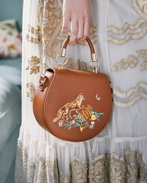 FABLE ENGLAND Fox & Pumpkin Embroidered Saddle Bag