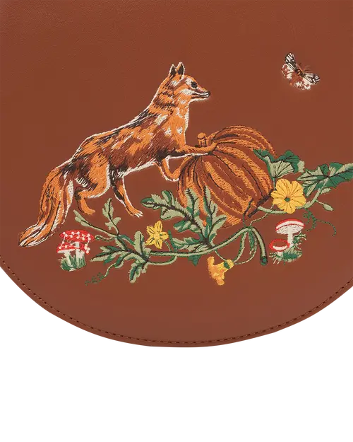 FABLE ENGLAND Fox & Pumpkin Embroidered Saddle Bag