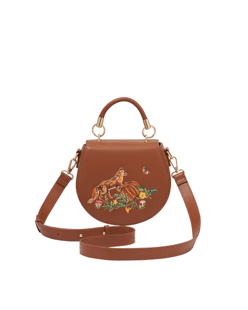 FABLE ENGLAND Fox & Pumpkin Embroidered Saddle Bag