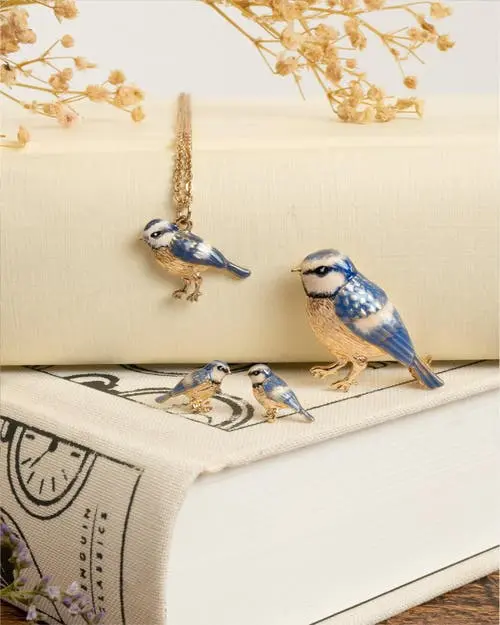 FABLE ENGLAND Enamel Blue Tit Brooch