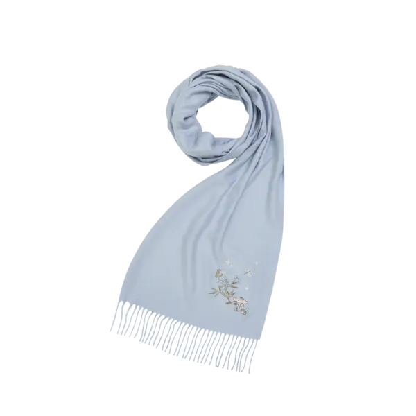FABLE ENGLAND Magical Mushroom Embroidered Cosy Scarf - Blue
