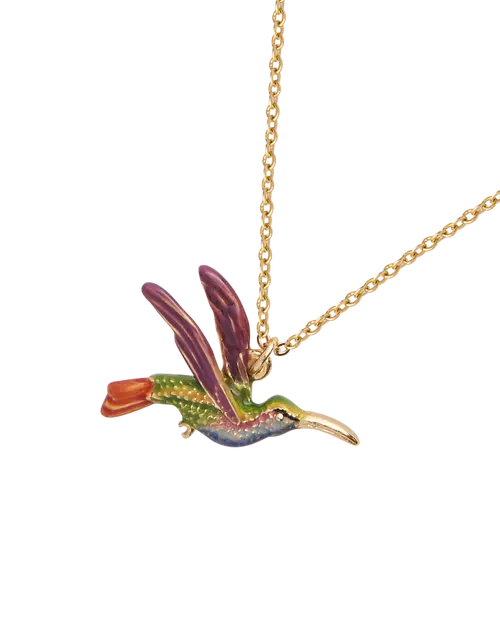 FABLE ENGLAND Hummingbird Pendant Necklace - Multi & Gold