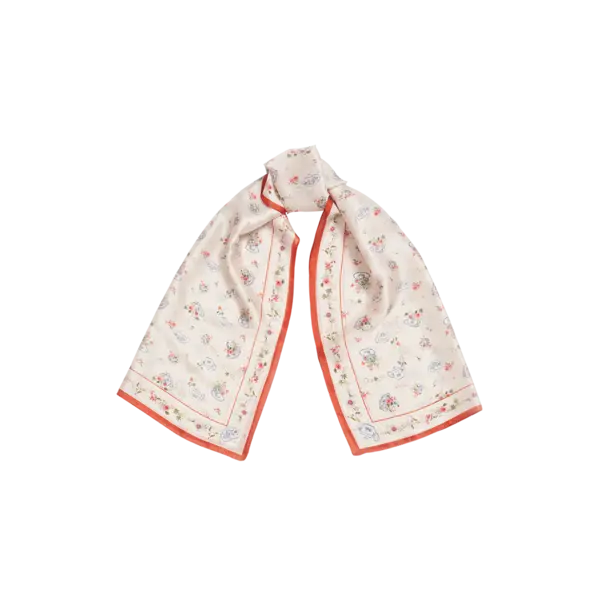 FABLE ENGLAND Cream High Tea Silky Scarf - Cream & Rust