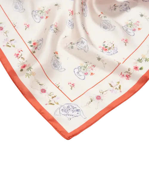 FABLE ENGLAND Cream High Tea Silky Scarf