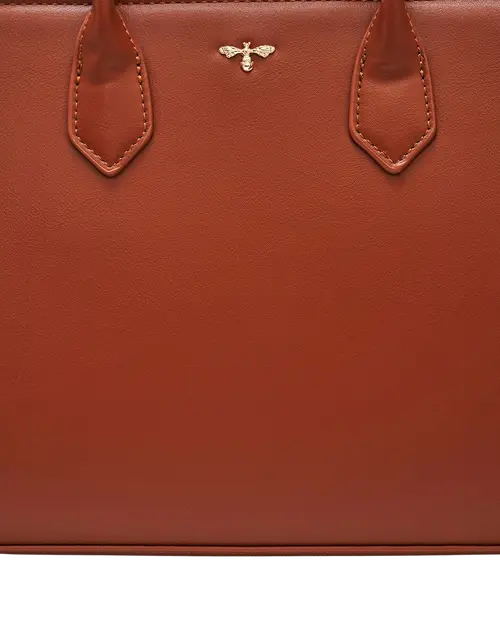 FABLE ENGLAND Grace Structured Tote With Printed Scarf Detail - Tan