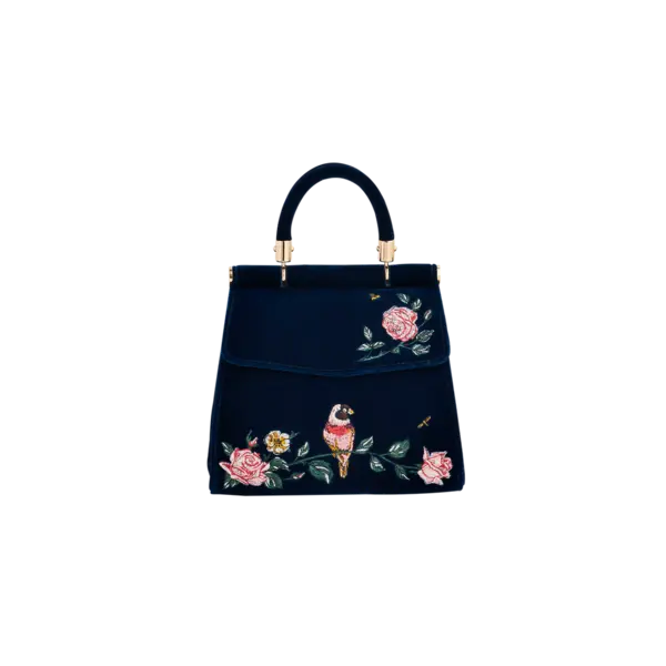 FABLE ENGLAND Mini Embroidered Top Handle Tote - Navy