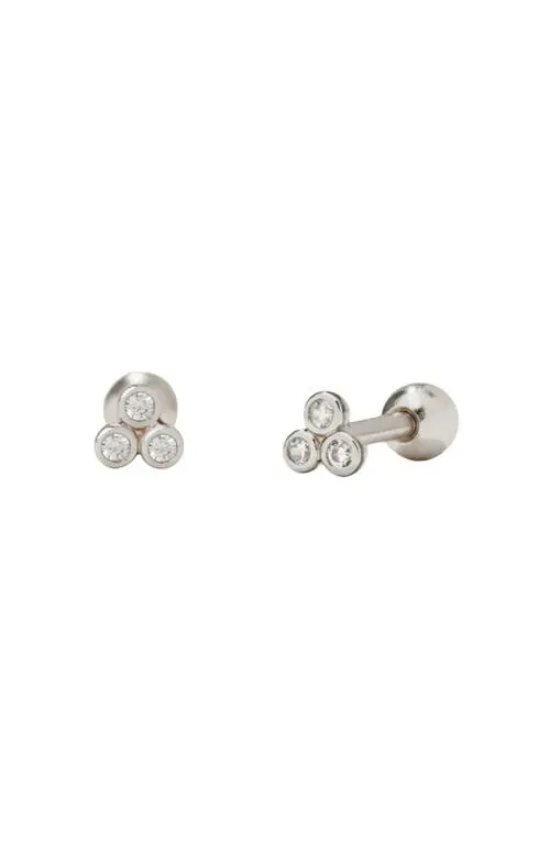 MADE BY MARY Cz Bezel Trinity Stud Earrings - Silver