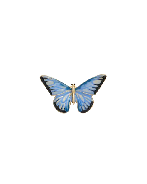 FABLE ENGLAND Enamel Butterfly Brooch - Multi & Gold