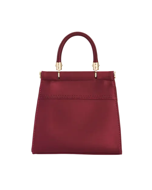 FABLE ENGLAND Fox & Mushroom Embroidered Burgundy Satin Tote - Red