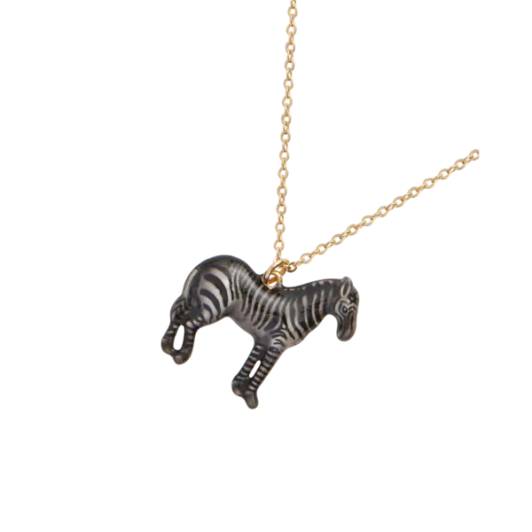 FABLE ENGLAND Zebra Pendant Necklace - Multi & Gold