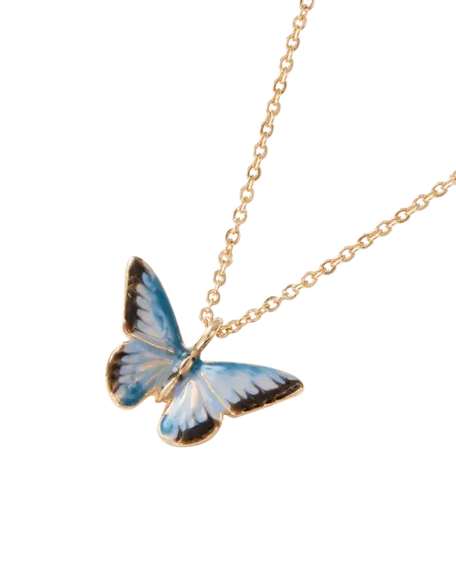 FABLE ENGLAND Enamel Butterfly Short Necklace - Multi & Gold