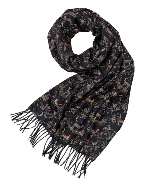 FABLE ENGLAND A Night's Tale Woodland Midnight Heavy Weight Scarf - Black
