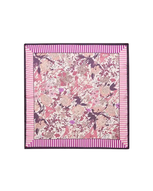 FABLE ENGLAND Deco Blooms Candy Stripe Square Scarf - Pink