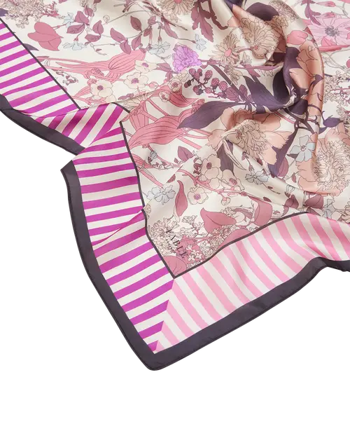 FABLE ENGLAND Deco Blooms Candy Stripe Square Scarf