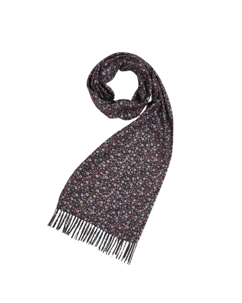 FABLE ENGLAND Floral Ditsy Scarf With Tassels - Navy