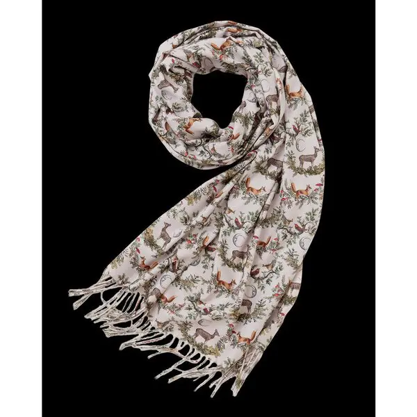FABLE ENGLAND A Night's Tale Woodland Crystal Heavy Weight Scarf - Grey