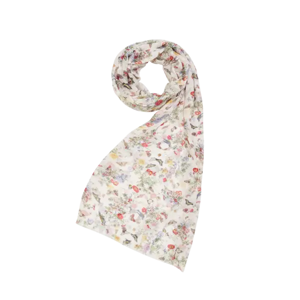 FABLE ENGLAND Alice Garden Lightweight Scarf - Cream