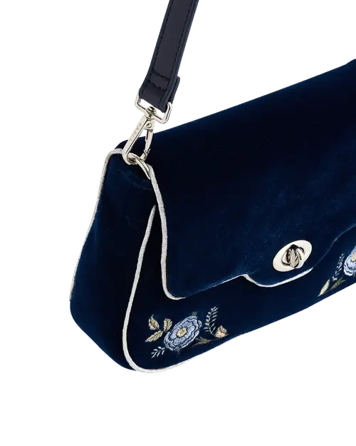 FABLE ENGLAND Embroidered Clutch With Detachable Chain